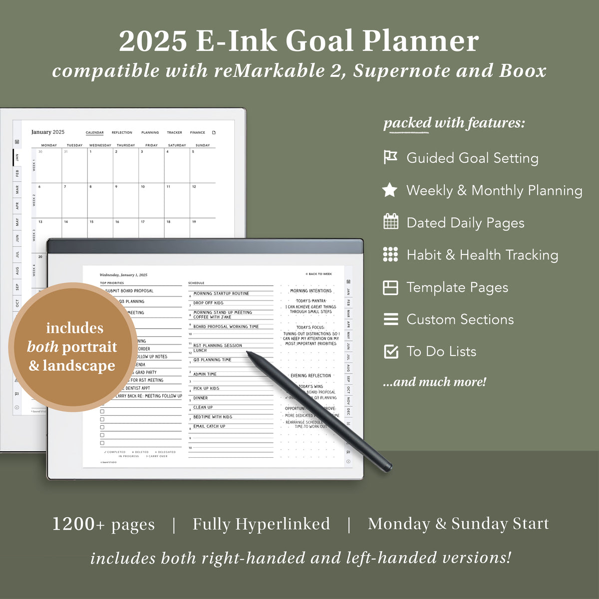 2025 Planner for E-Ink Tablets (Supernote, Boox and reMarkable ...