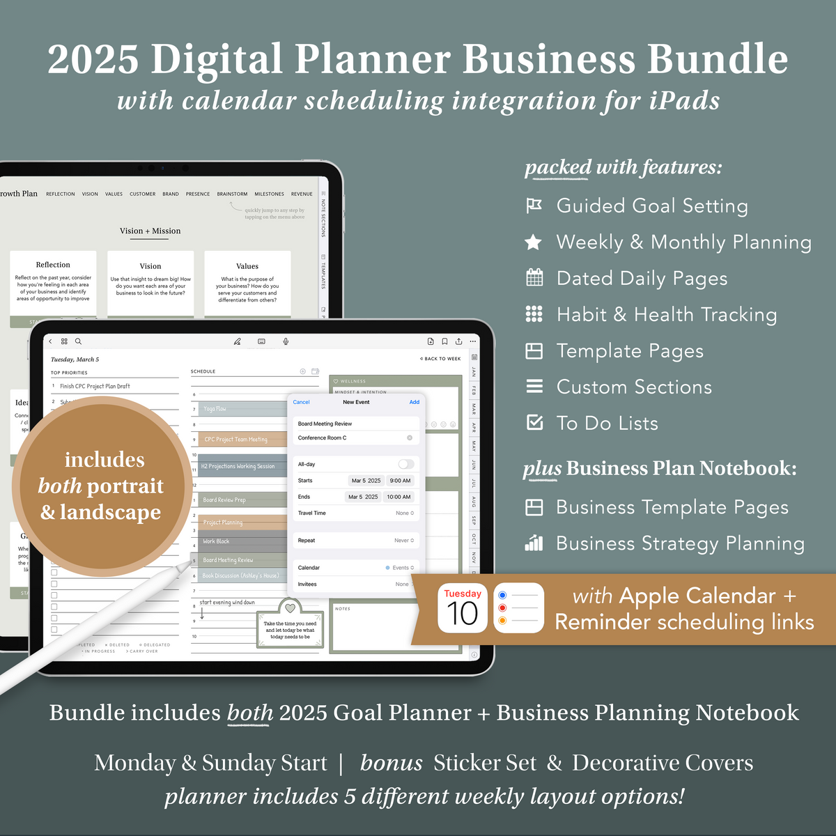 2025 Business Planning Bundle with Calendar Scheduling Links for iPads – Laurel Studio