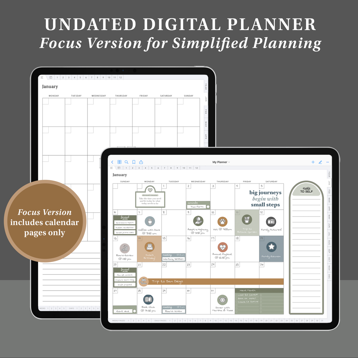 Focus Planner (Undated, Calendar Pages Only) – Laurel Studio